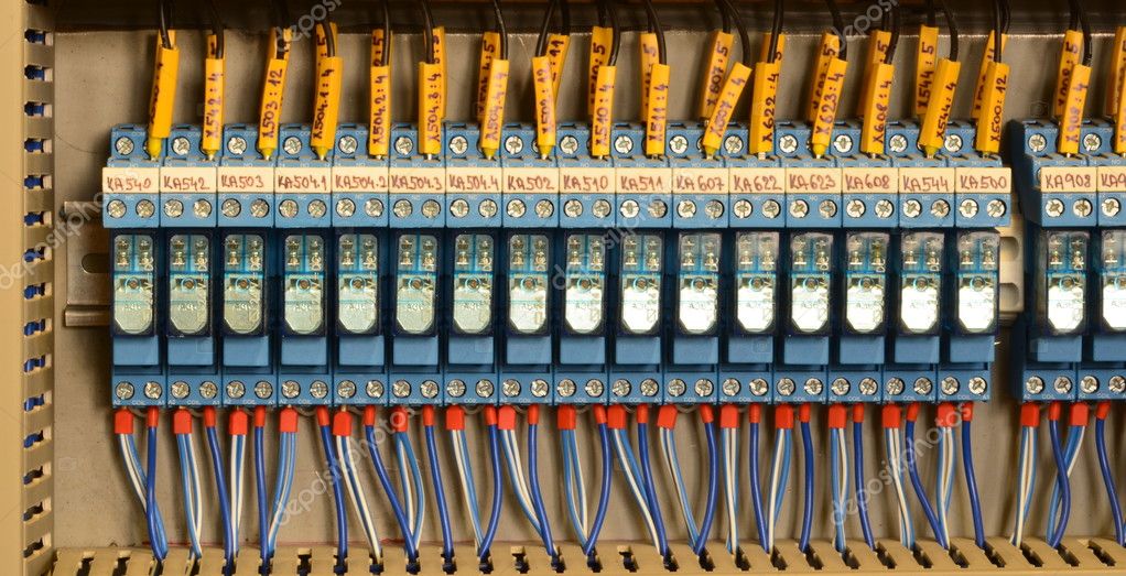 Close up wiring connectors, multi color wire cables with caption fields ...