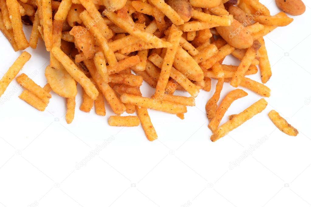 Indian Snacks. Traditional Indian deep fried falahari chivda - chivda ...