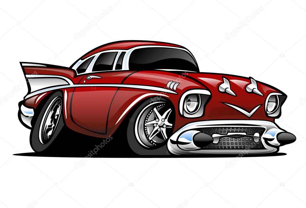Classic American Hot Rod ilustración de dibujos animados 2024