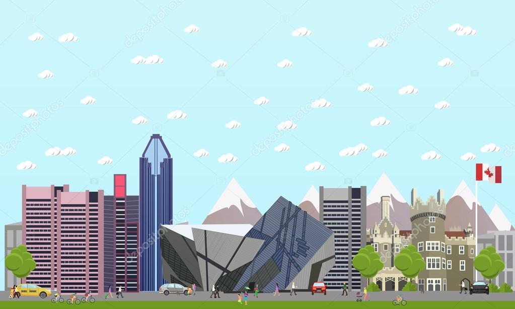 Travel to Canada concept vector illustration. Canadian landmarks and ...