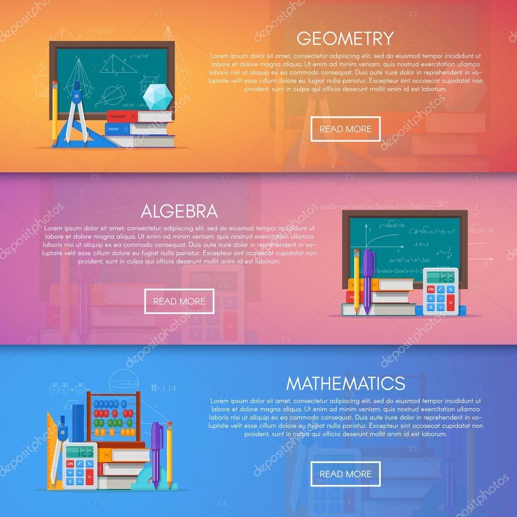 Geometry, algebra and math vector banners. Science education concept ...