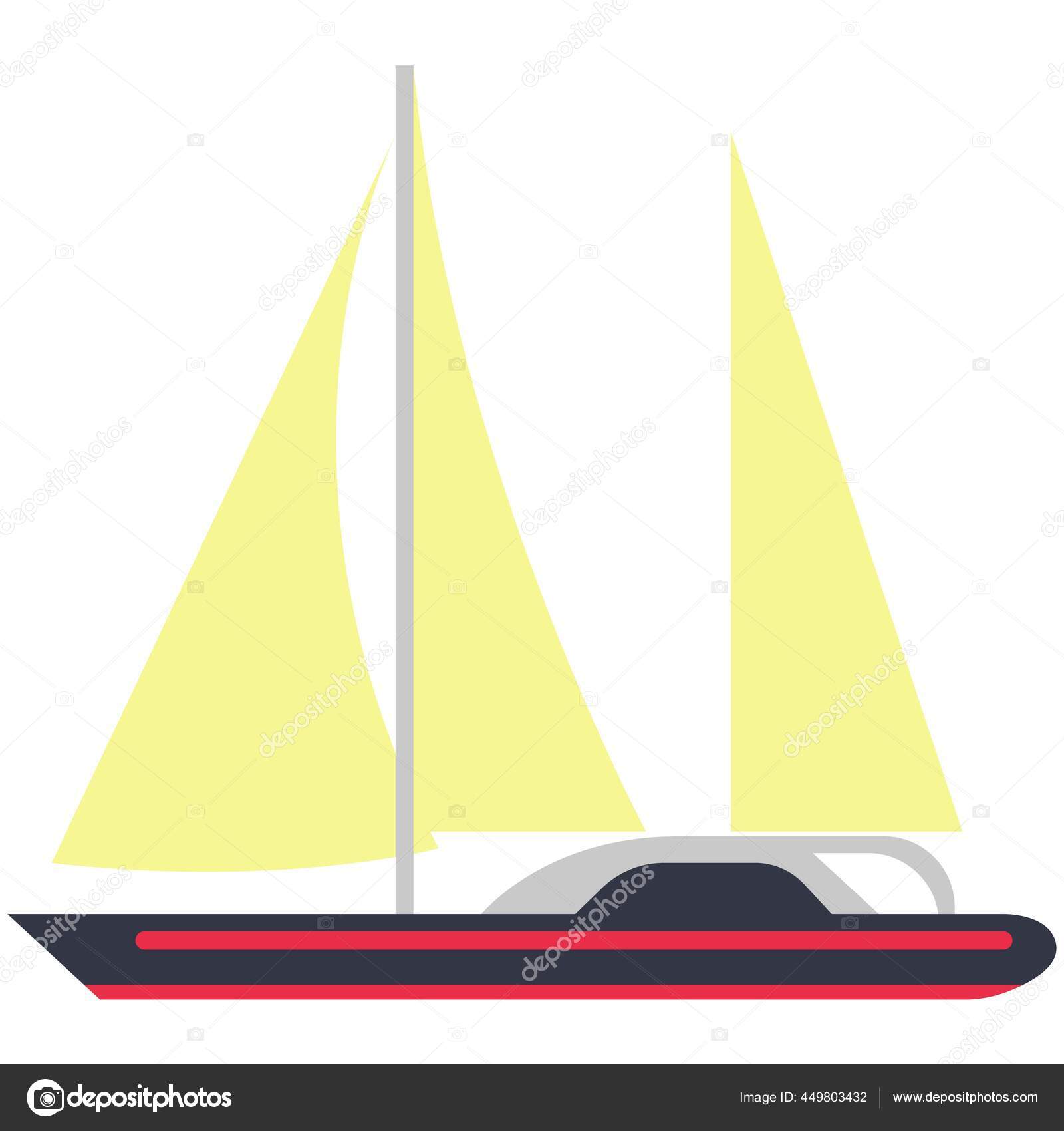 Goleta retro barco o yate vector aislado en blanco Vector de stock ...