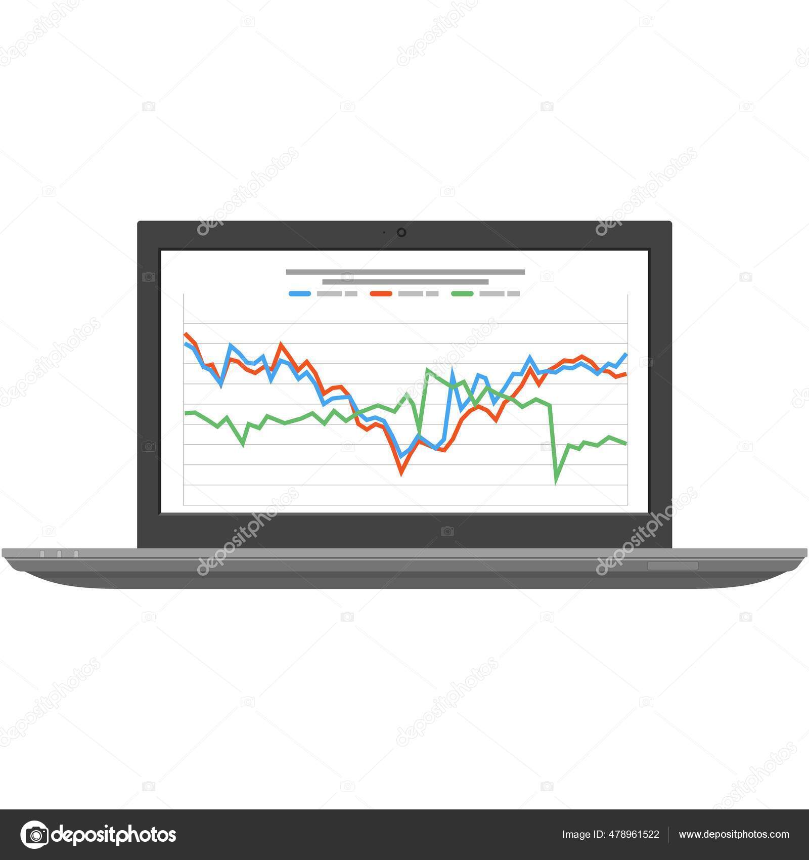 Laptop with graph and chart forex trade money stock vector Stock Vector ...