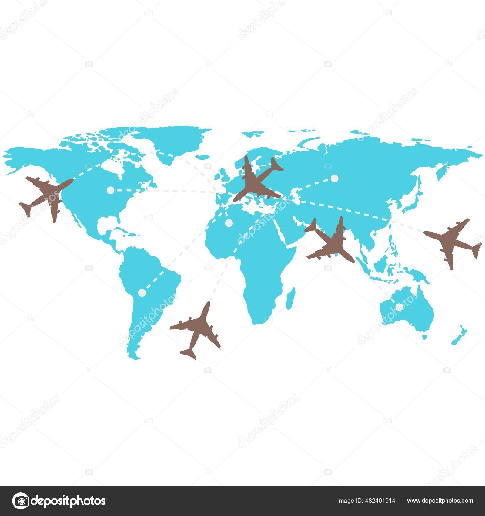 Rovinný vektor letových map, letový plán infographic na bílém Stock ...