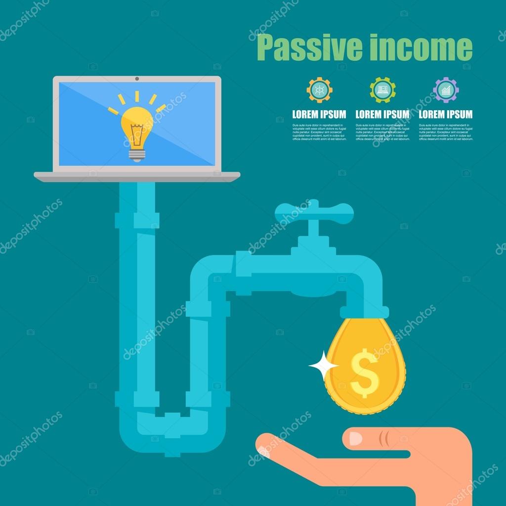 Passive income concept. Cartoon vector illustration. Tap with golden ...
