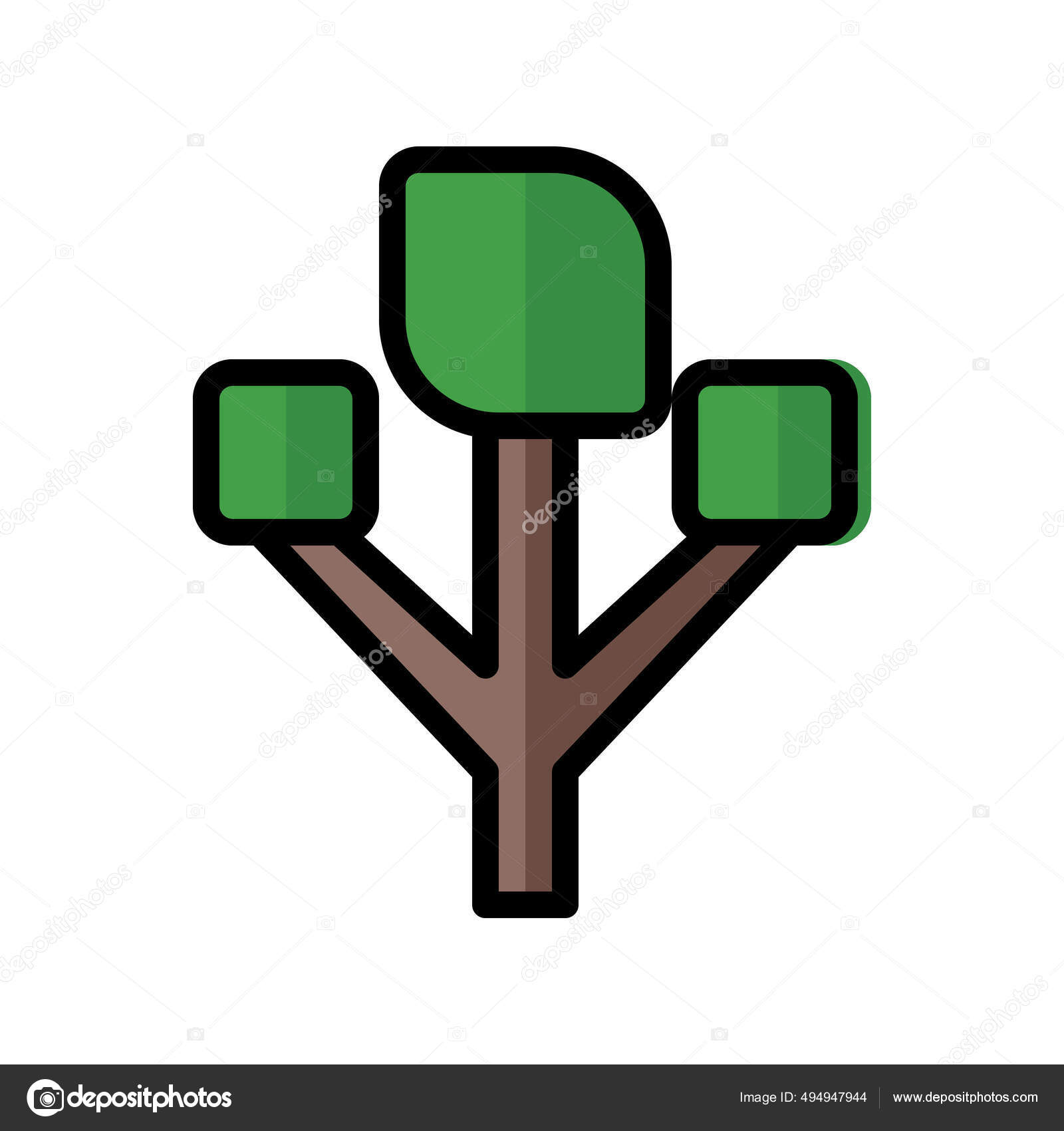 Illustration Vector Logo Tree Flatline Style Icon White Background Icon ...