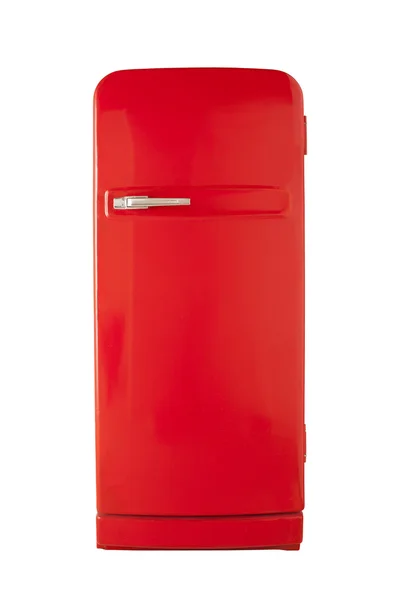 Red vintage refrigerator isolated on white background Stock Photo by ...