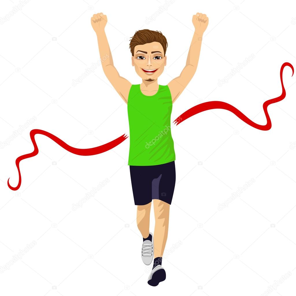 Male runner crossing red finish line — Stock Vector © flint01 #94835306
