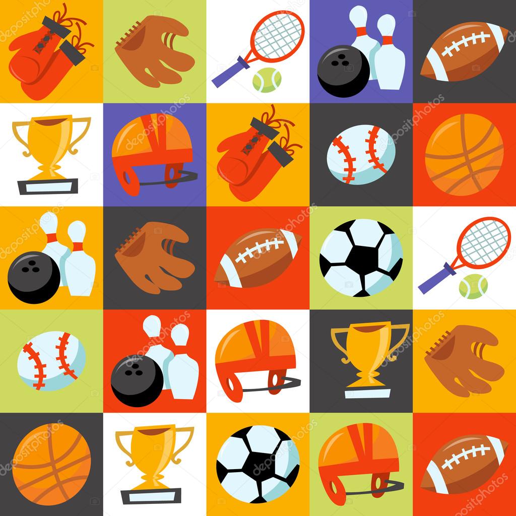 Fun Wonky Sporting Icons Tiles Background Stock Vector Image by ...