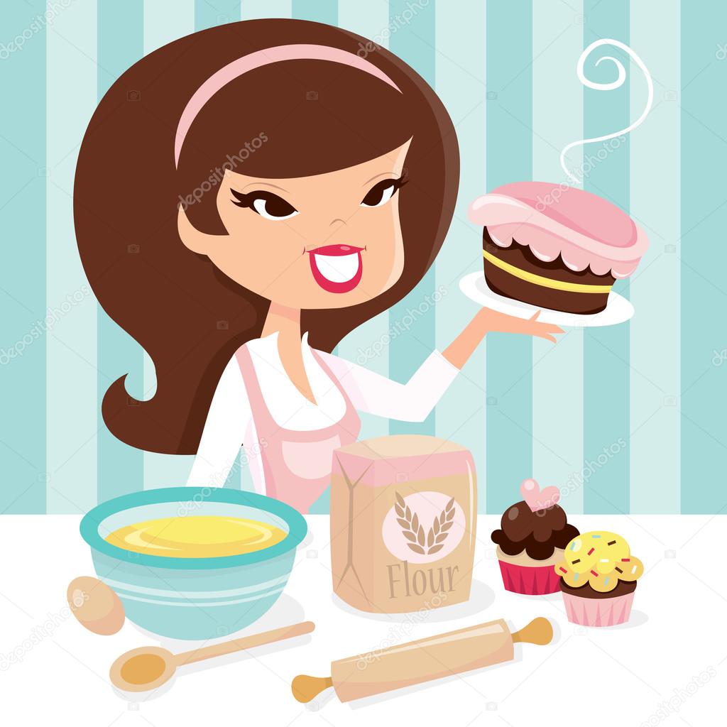 Woman Baking Vector