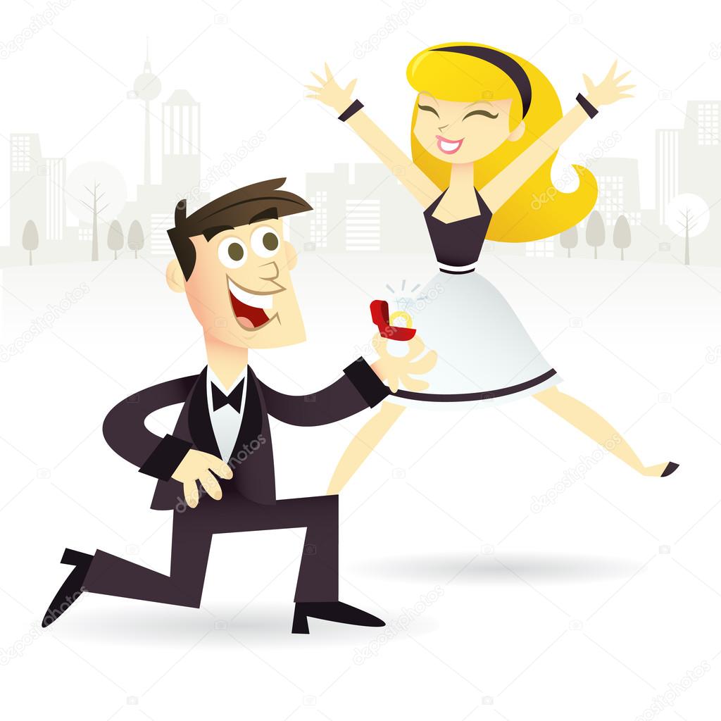 Dibujos animados feliz de estar comprometido Vector de stock por ...