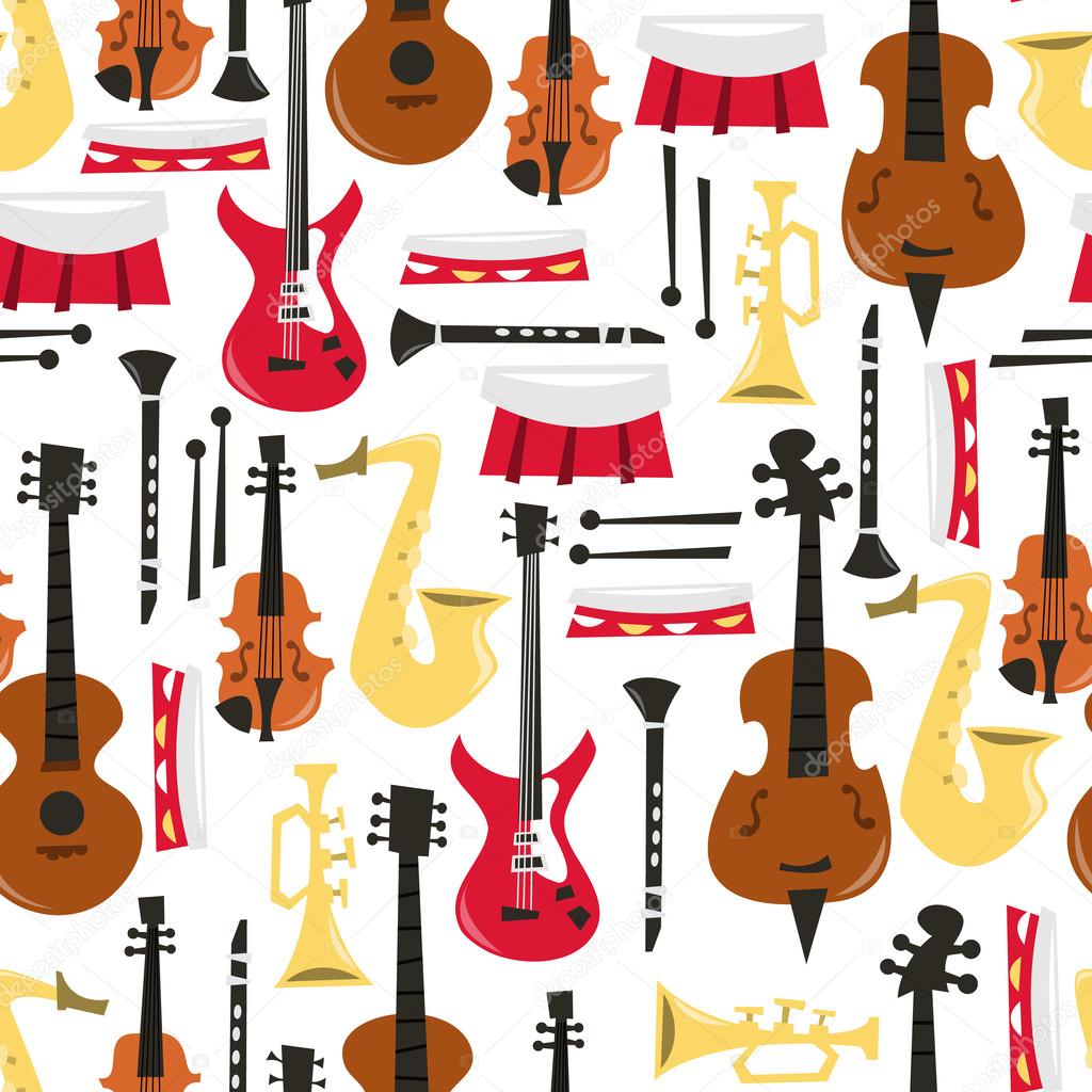 Musical Instruments Seamless Pattern Background Stock Vector Image by ...
