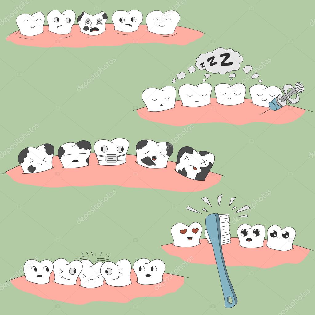 Cute cartoon tooth expression set Stock Vector Image by ©Pyncho #104244072