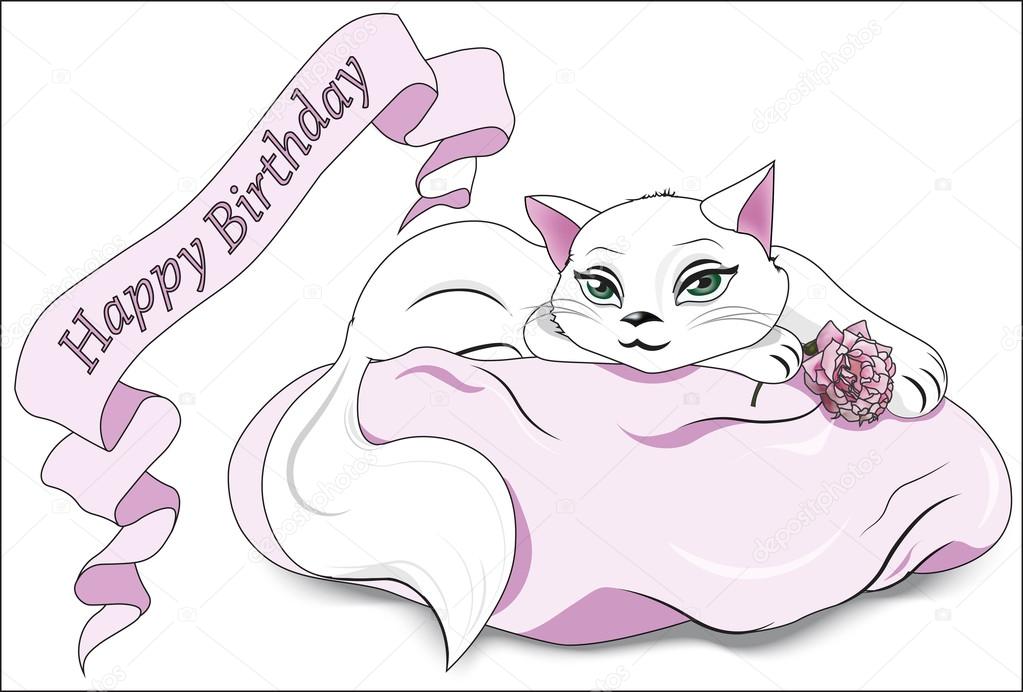 Happy birthday whit cat Stock Vector Image by ©Lollitta #89390532