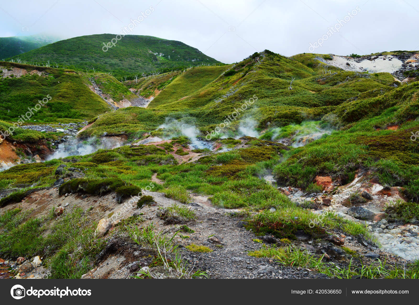 View Volcano Fumarole Field Kuril Islands Iturup Island — Stock Photo ...
