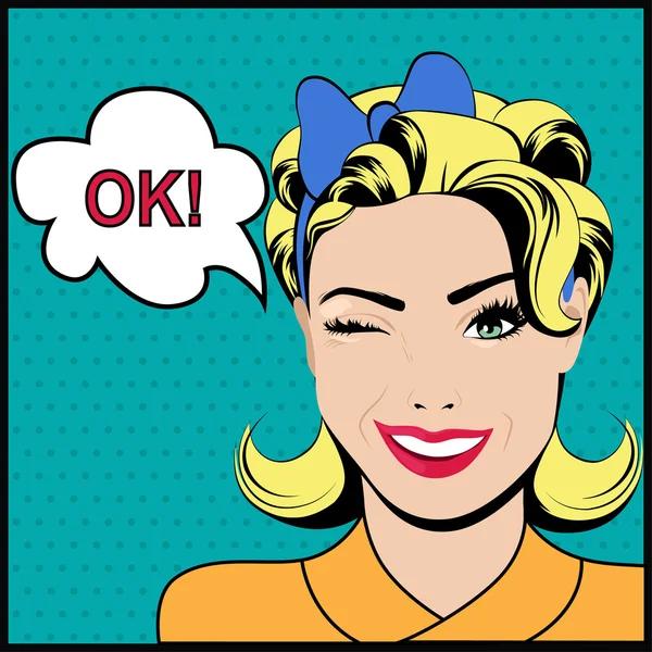 115 Retro woman winking Stock Illustrations | Depositphotos