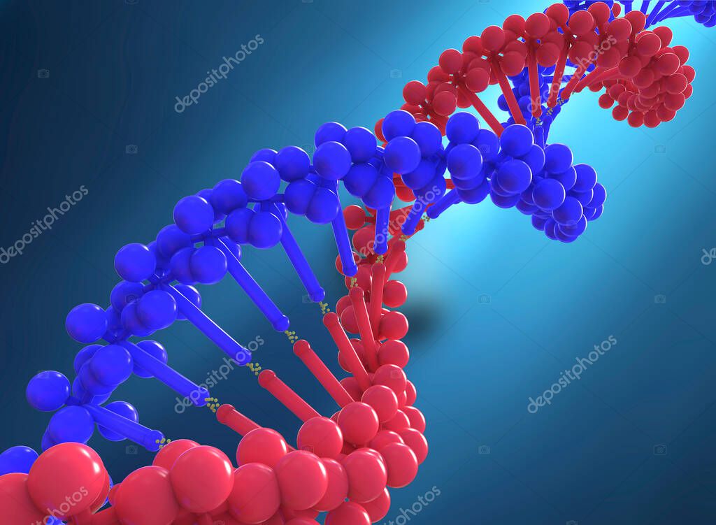 Ilustración 3d representación de cadenas de dna de daño. ADN, o ácido ...