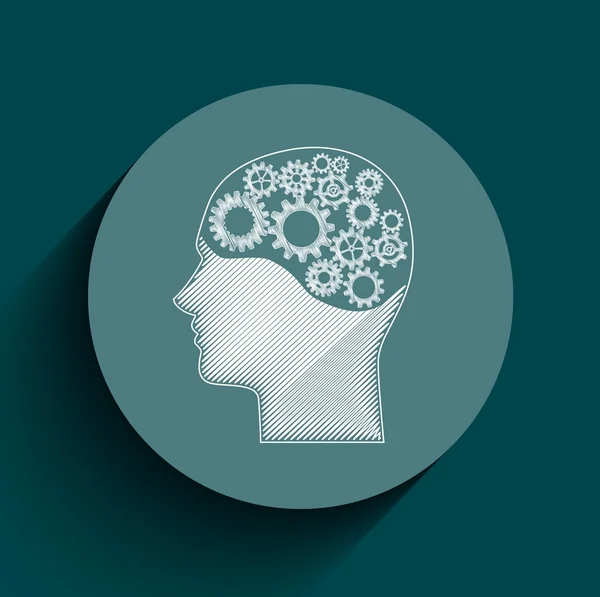 Human brain mechanism with cogs and gears written by chalk on ...