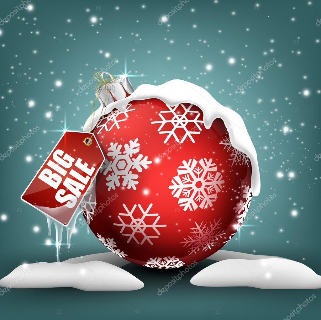 Big winter sale background with red ball banner and snow Stock Vector ...