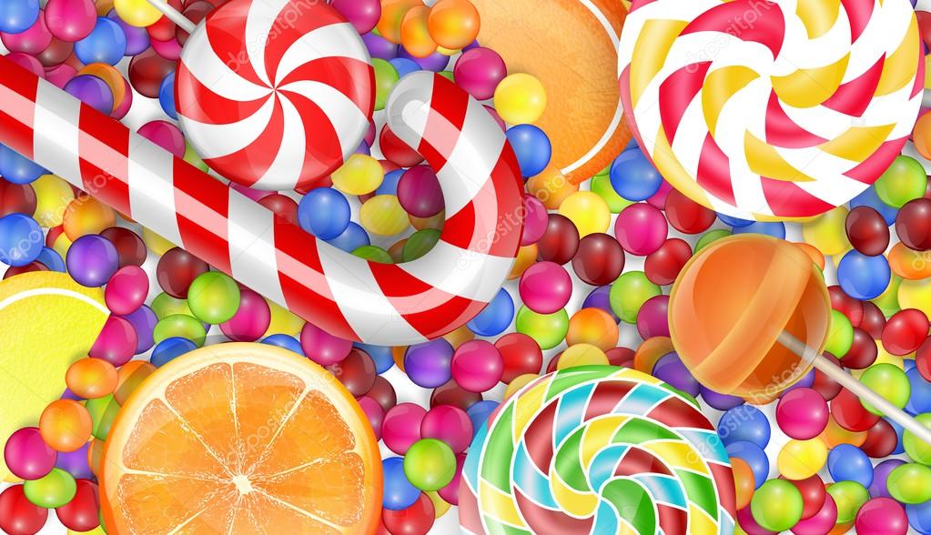 Sweets background with a pile candy Stock Vector Image by ©artnovi ...