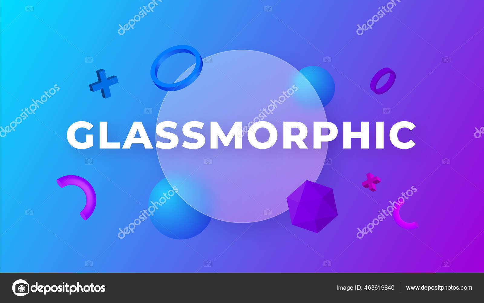 Glassmorphism concept with 3d geometric shapes. Frosted glass effect ...