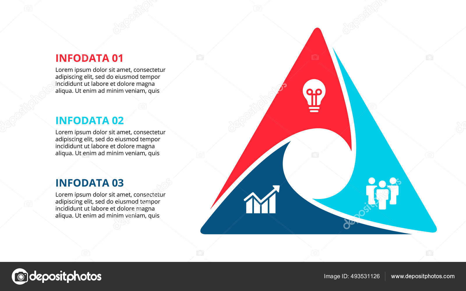 Vector cycle infographic. Diagram with 3 options or steps. Presentation ...