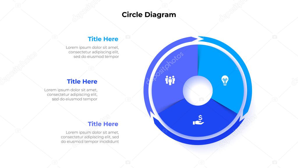 C rculo dividido en tres partes con flechas alrededor. Plantilla para ...