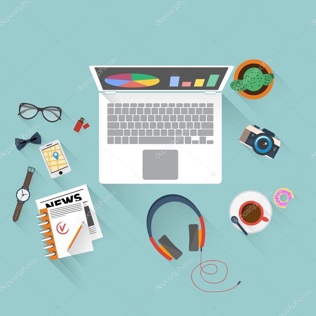 Flat design illustration of office workspace. — Stock Vector © abert84 ...