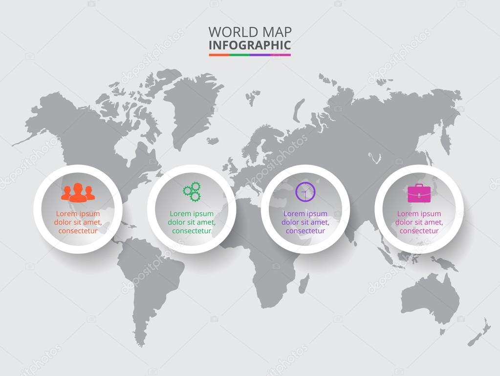 Vector world map with infographic elements. Stock Vector Image by ...