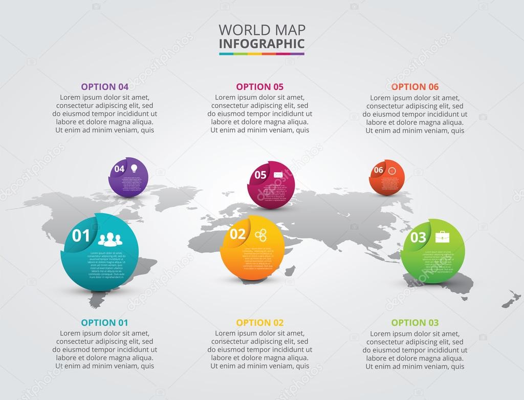 Vector world map with infographic elements. Stock Vector Image by ...