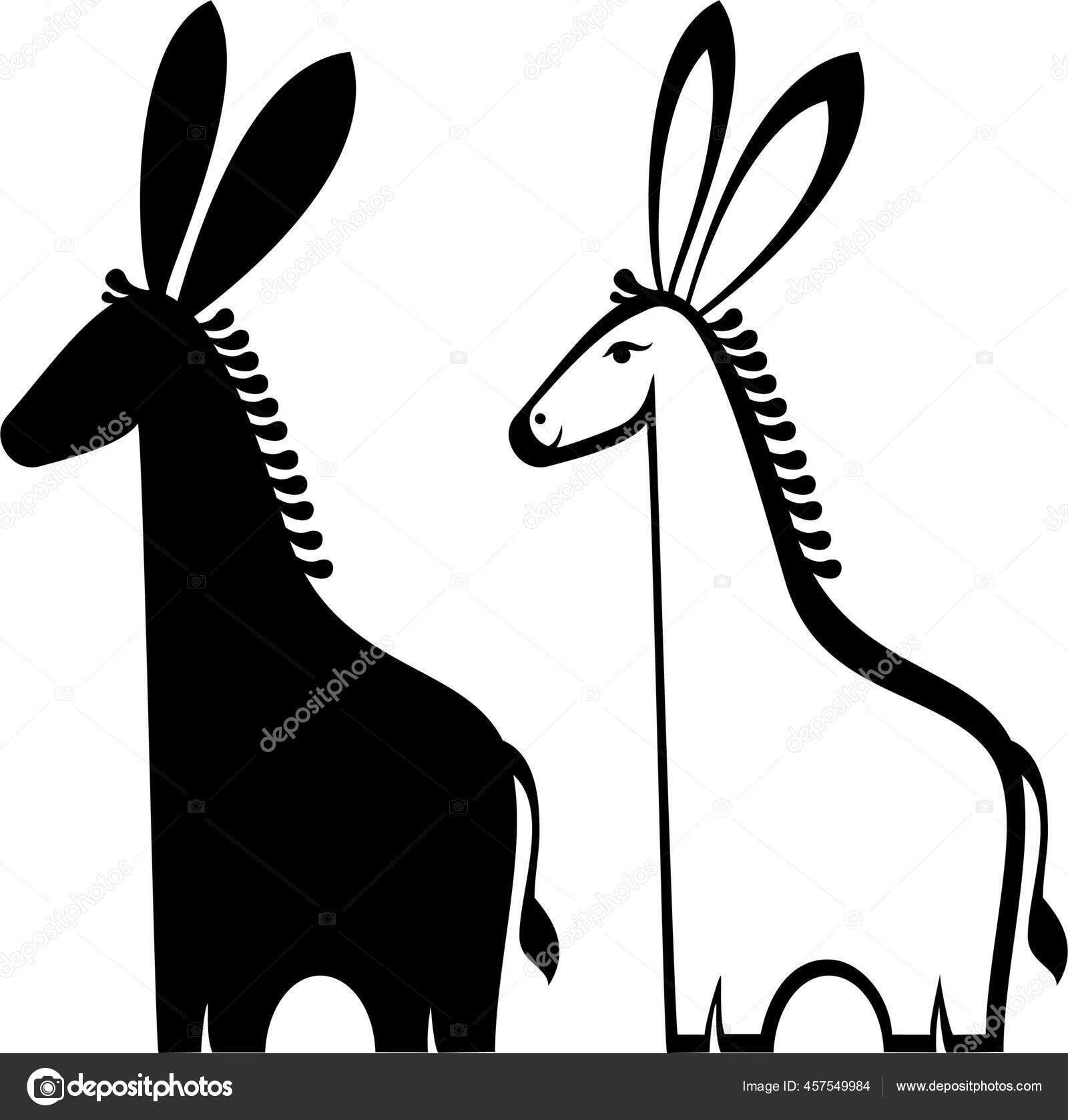 Two Cartoon Donkeys Isolated White Background Stock Vector Image by ...