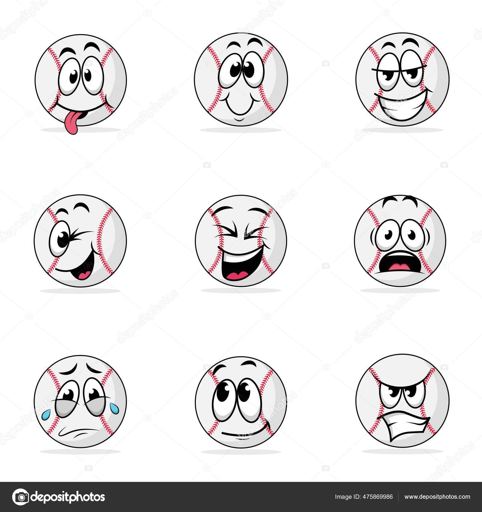 Baseball Ball Emoticon Bundle Vector Graphics Stock Vector by ©ARDIYANA ...