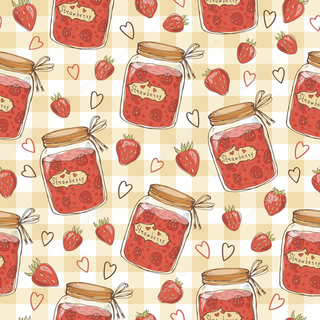 Cute jars of strawberries Stock Vector by ©ffffffly 100566730