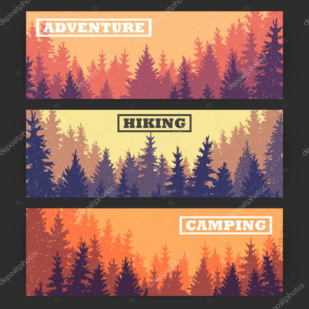 Wild coniferous forest banners — Stock Vector © ffffffly #111799778