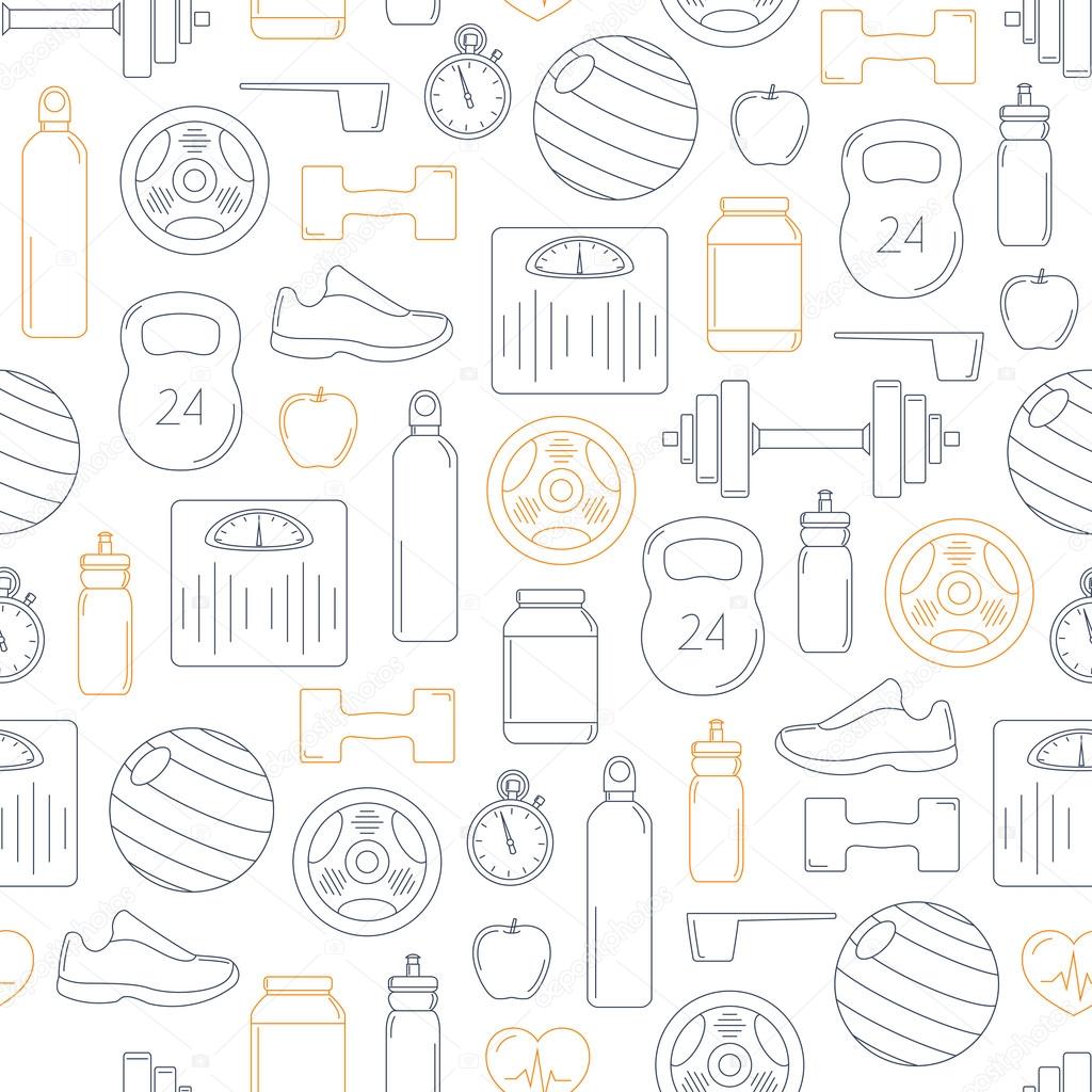 Line fitness seamless pattern Stock Vector Image by ©ffffffly #111802300