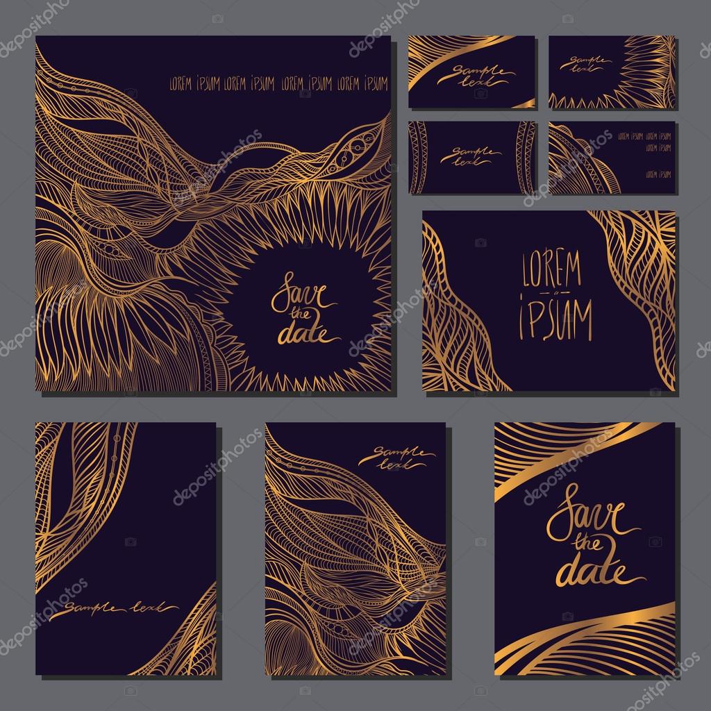 Big templates set. Business cards and invitations . Stock Vector Image ...