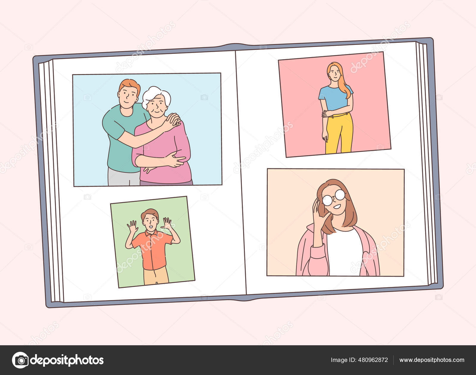 Archivo Fotografía Familiar Con Miembros Familia Álbum Fotos Adjuntando ...