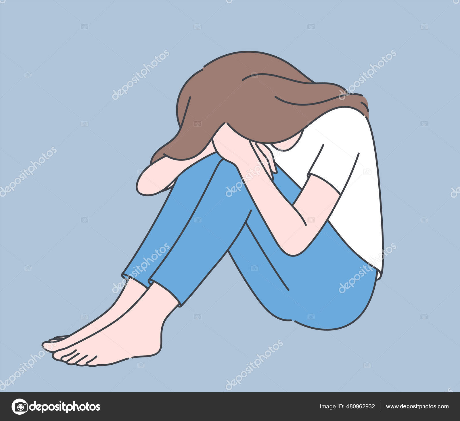 Putus Asa Frustrasi Depresi Young Tertekan Marah Karakter Kartun Wanita ...