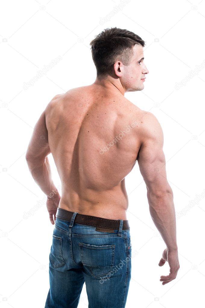 The male back isolated on white background. Stock Photo by ...