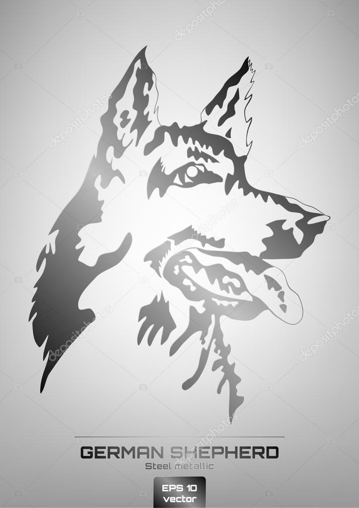 Vector illustration of steel metallic german shepherd — Stock Vector ...