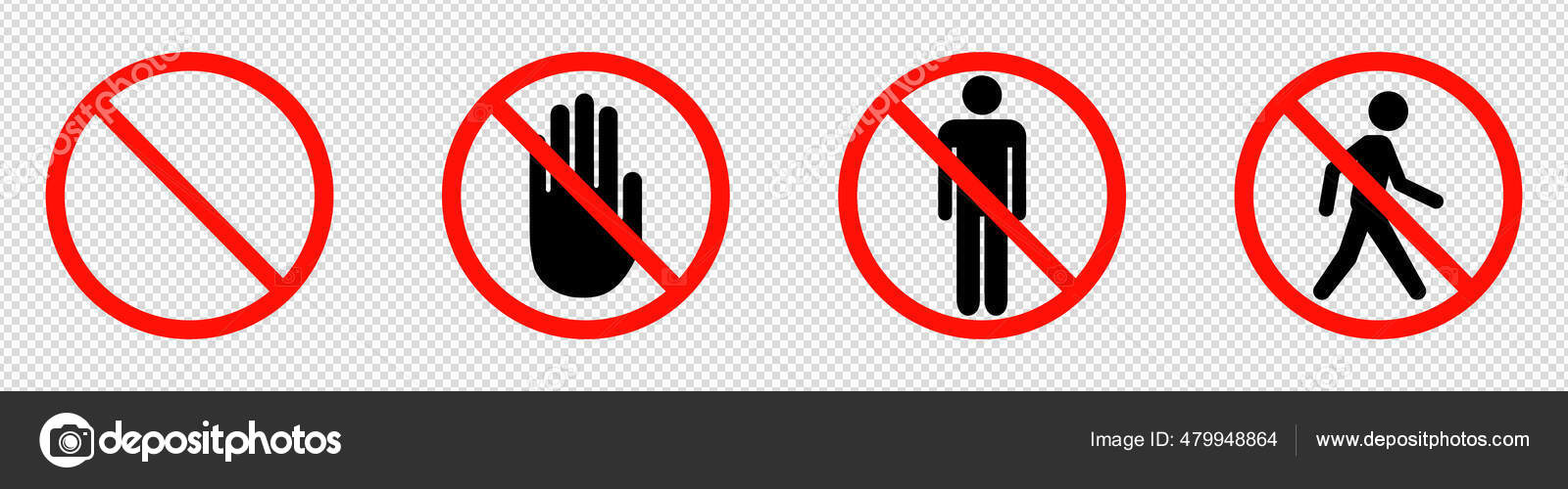Entry Sign Collection Stop Signs Transparent Background Man Red Circle ...