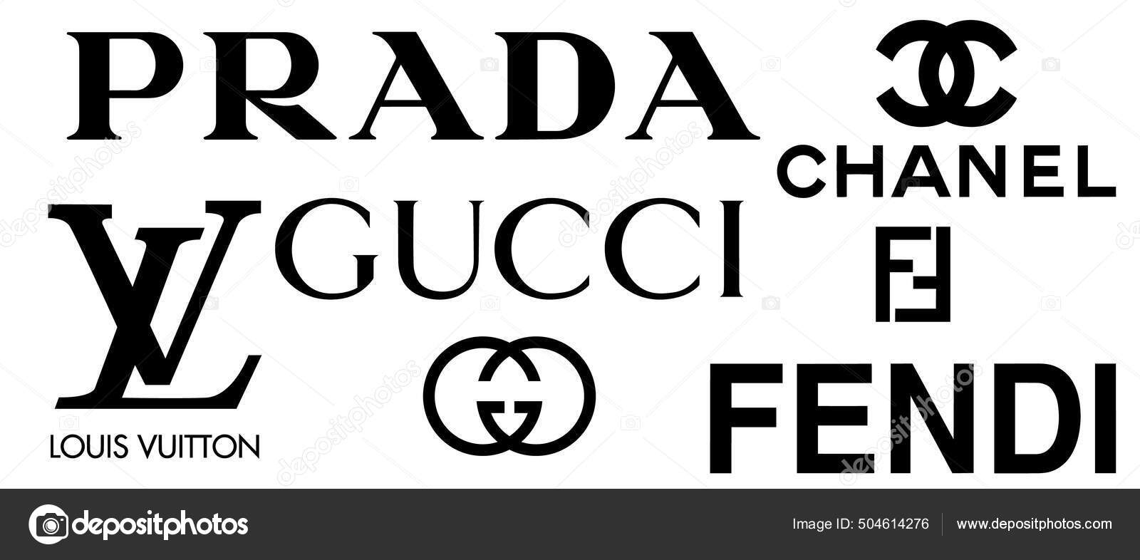 Vector Logos Popular Brands Chanel Louis Vuitton Prada Gucci Fendi Stock Vector Image by ...
