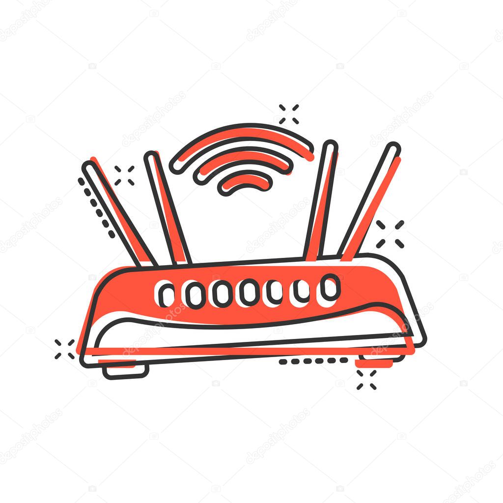 Icono del router Wifi en estilo cómico. Ilustración vectorial de ...