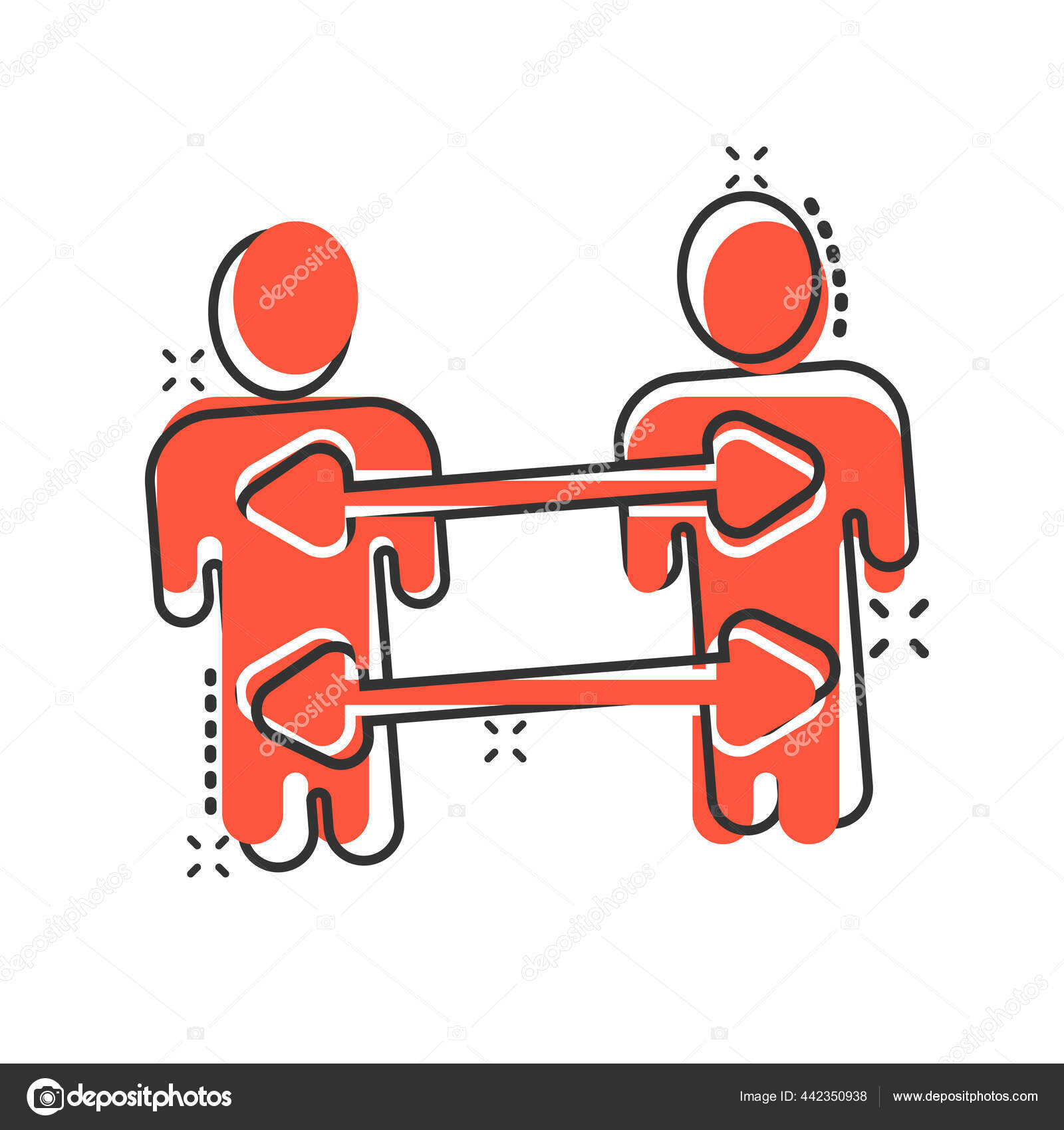 People Referral Icon Comic Style Business Communication Cartoon Vector ...