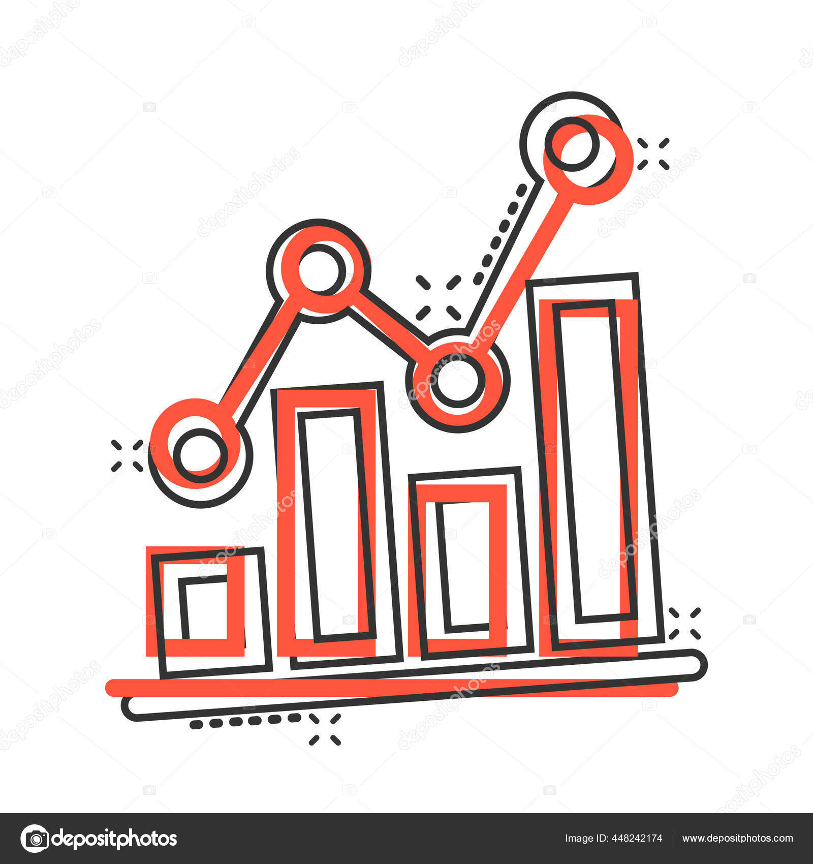 Chart Graph Icon Comic Style Arrow Grow Cartoon Vector Illustration ...