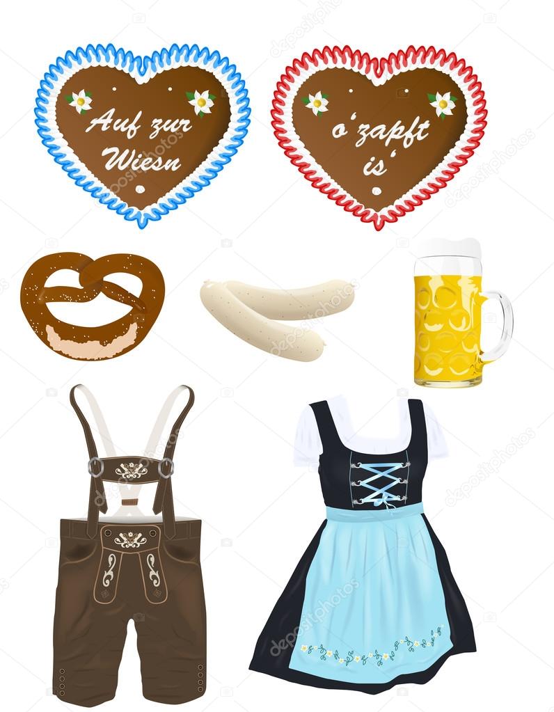 Cute Couple Wearing Germany Traditional Dress Vector Stock Illustration