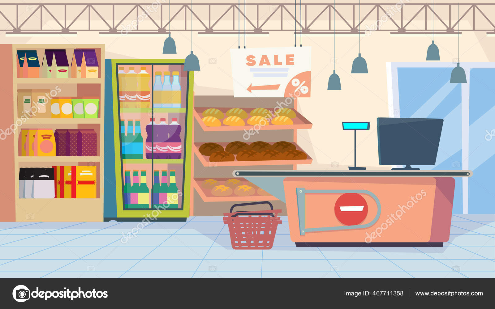 Edificio De Tienda De Comestibles De Dibujos Animados