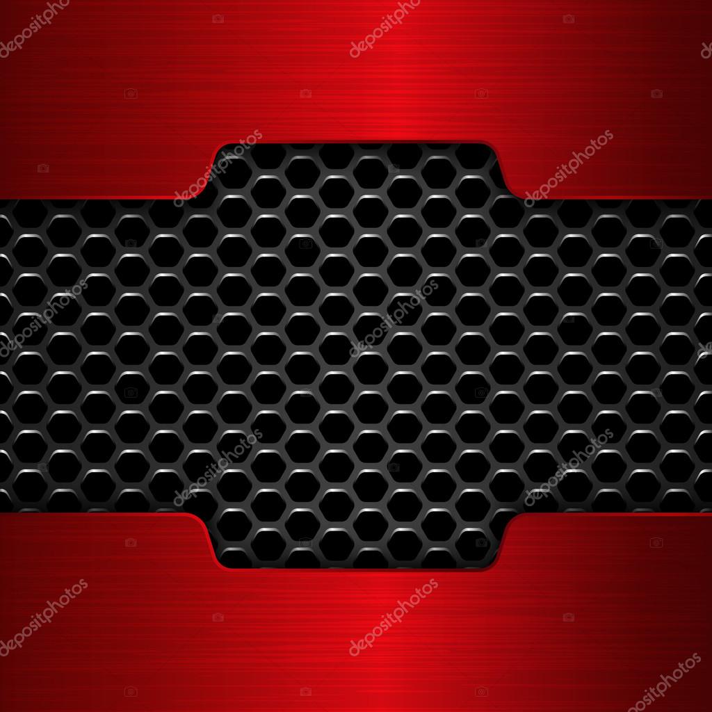 Red chrome. Geometric pattern of hexagons with red metal plates Stock ...