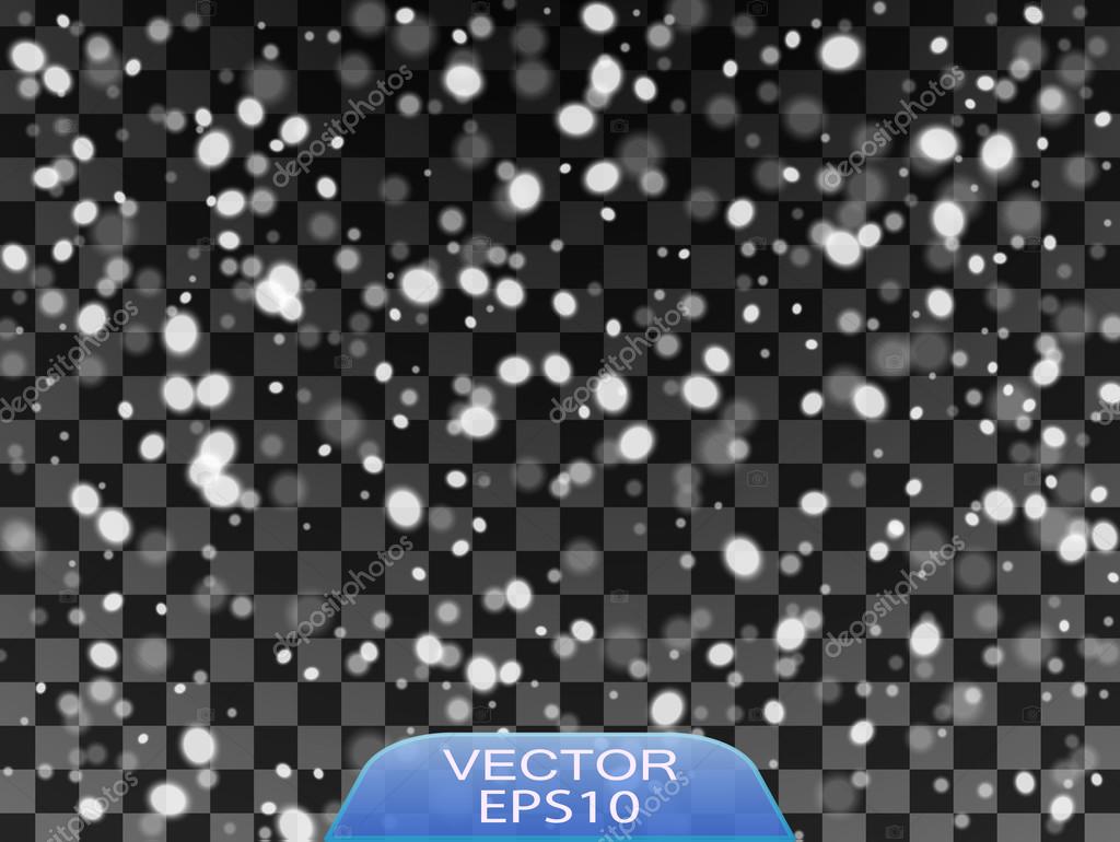 Isolated falling snow overlay background Snowfall Snowy weather Vector ...