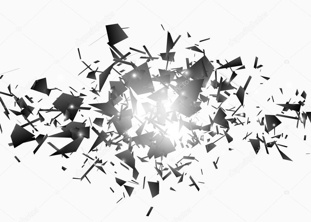 Black explosion on white background. Explosion cloud of black pieces ...